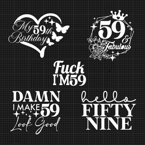 59th Birthday Svg 59th Birthday Png Happy Birthday Svg Cake Topper Svg ...
