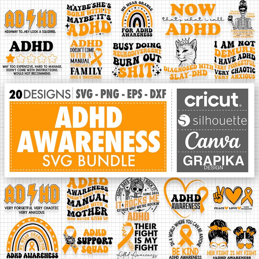 ADHD Awareness Svg for Adhd Awareness Month Svg Adhd Png for Mental ...