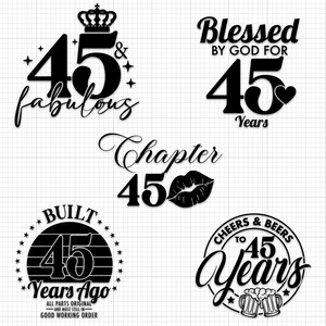 45th Birthday Svg 45th Birthday Png Happy Birthday Svg Cake Topper Svg ...