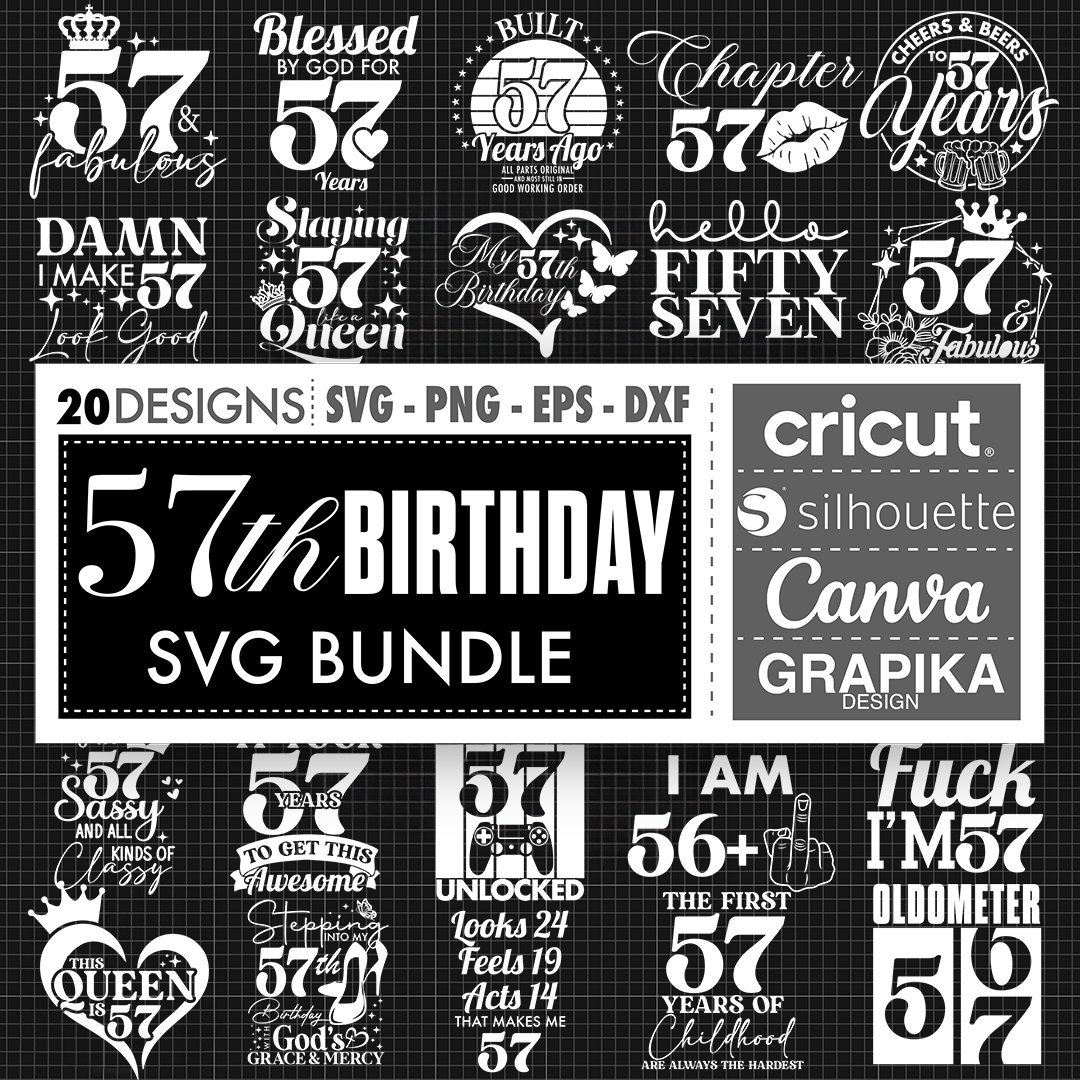 57th Birthday Svg 57th Birthday Png Happy Birthday Svg Cake Topper Svg ...