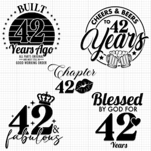 42nd Birthday Svg 42nd Birthday Png Happy Birthday Svg Cake Topper Svg ...