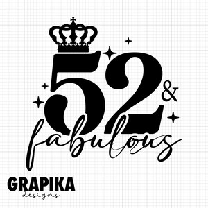 52nd Birthday Svg 52nd Birthday Png Happy Birthday Svg Cake Topper Svg ...