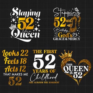 52nd Birthday Svg 52nd Birthday Png Happy Birthday Svg Cake Topper Svg ...