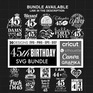 45th Birthday Svg 45th Birthday Png Happy Birthday Svg Cake Topper Svg ...