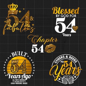 54th Birthday Svg 54th Birthday Png Happy Birthday Svg Cake Topper Svg ...