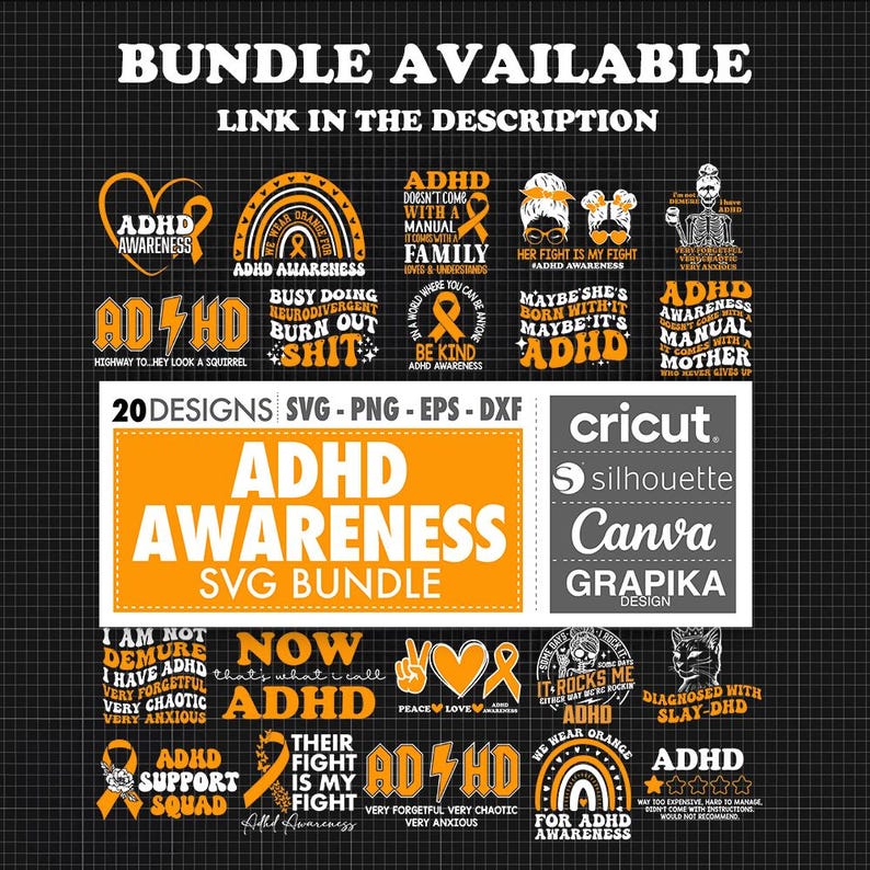 ADHD Awareness Svg for Adhd Awareness Month Svg Adhd Png for Mental ...