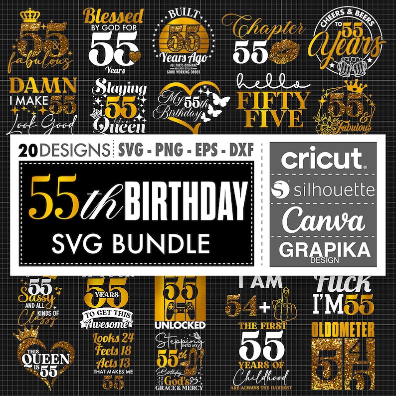 55th Birthday Svg 55th Birthday Png Happy Birthday Svg Cake Topper Svg ...