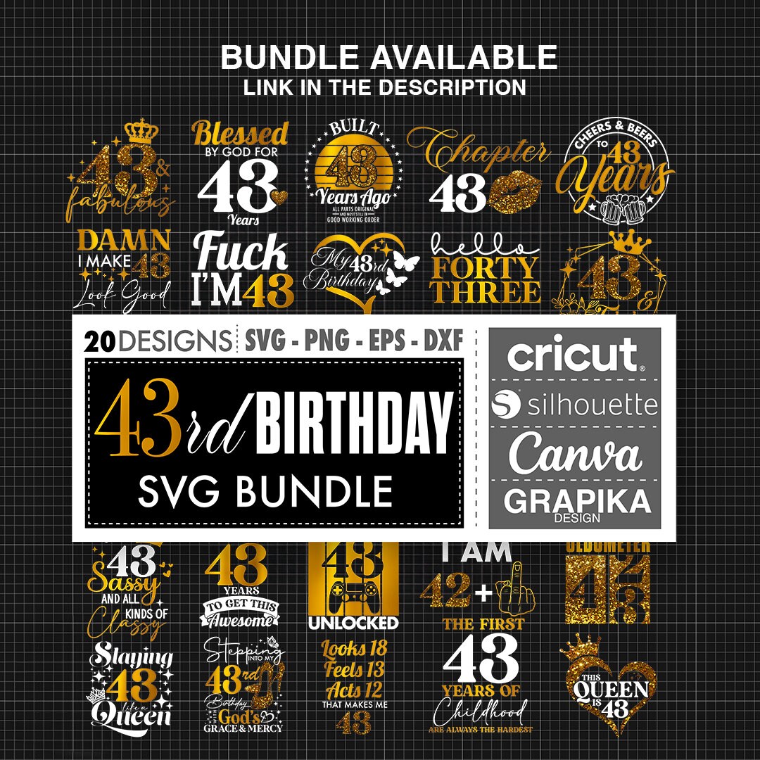 43rd Birthday Svg 43rd Birthday Png Happy Birthday Svg Cake Topper Svg ...
