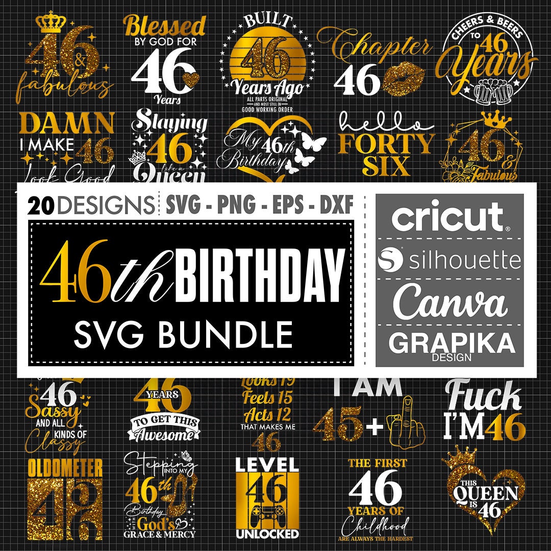 46th Birthday Svg 46th Birthday Png Happy Birthday Svg Cake Topper Svg ...