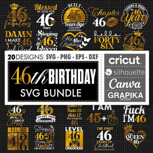 46th Birthday Svg 46th Birthday Png Happy Birthday Svg Cake Topper Svg ...