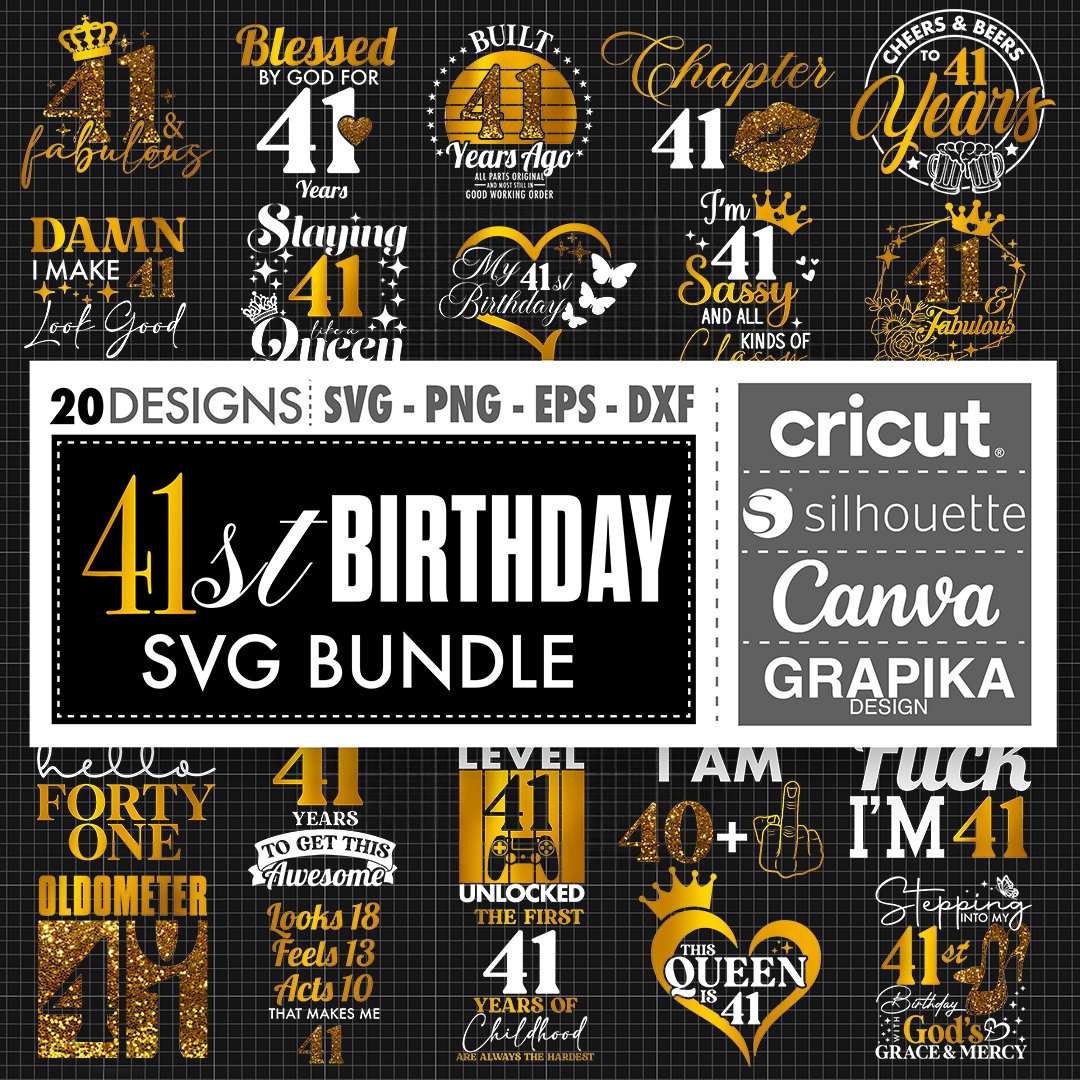 41st Birthday Svg 41st Birthday Png Happy Birthday Svg Cake Topper Svg ...