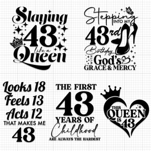 43rd Birthday Svg 43rd Birthday Png Happy Birthday Svg Cake Topper Svg ...