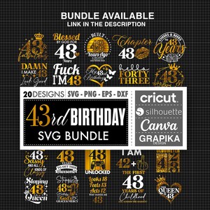 43rd Birthday Svg 43rd Birthday Png Happy Birthday Svg Cake Topper Svg ...