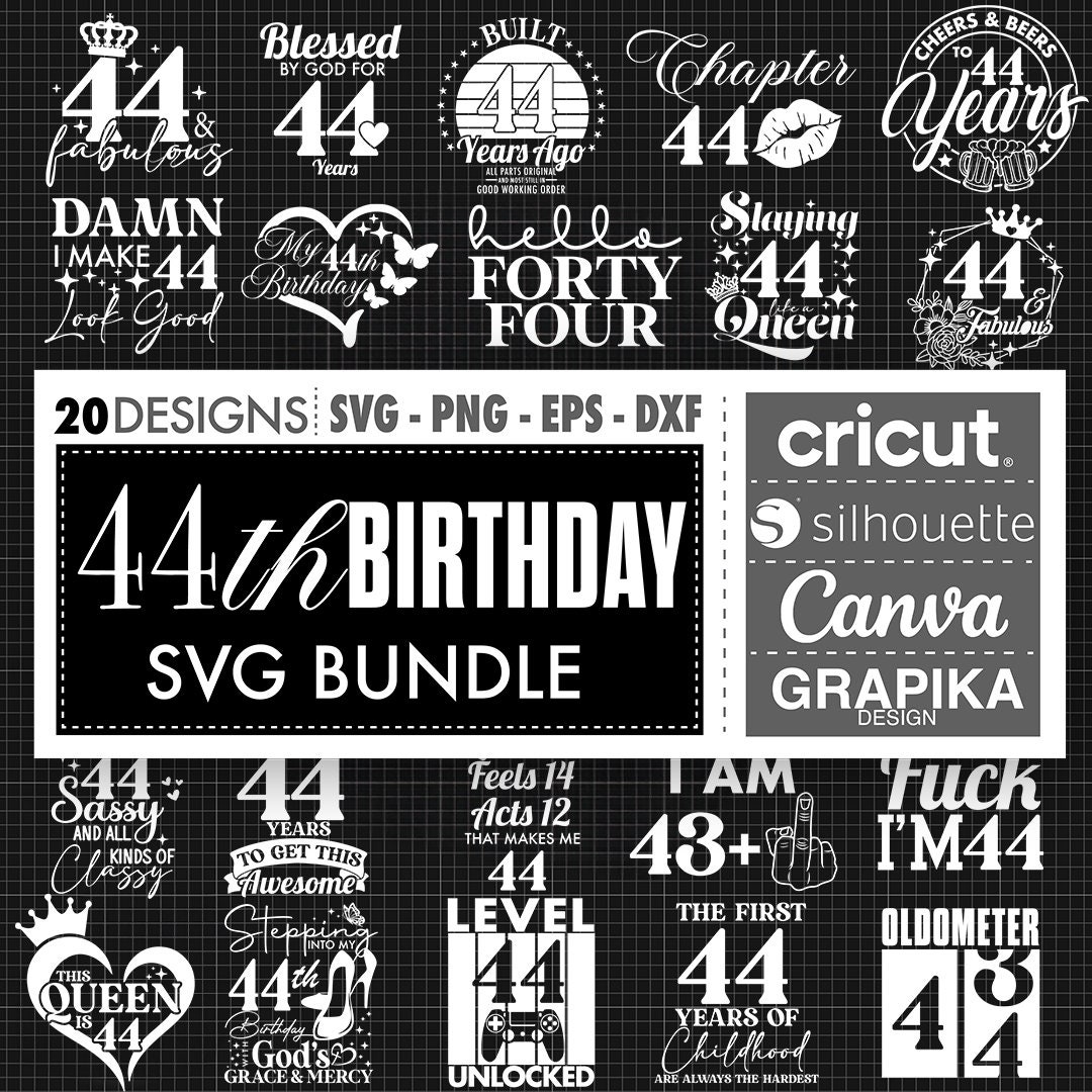 44th Birthday Svg 44th Birthday Png Happy Birthday Svg Cake Topper Svg ...