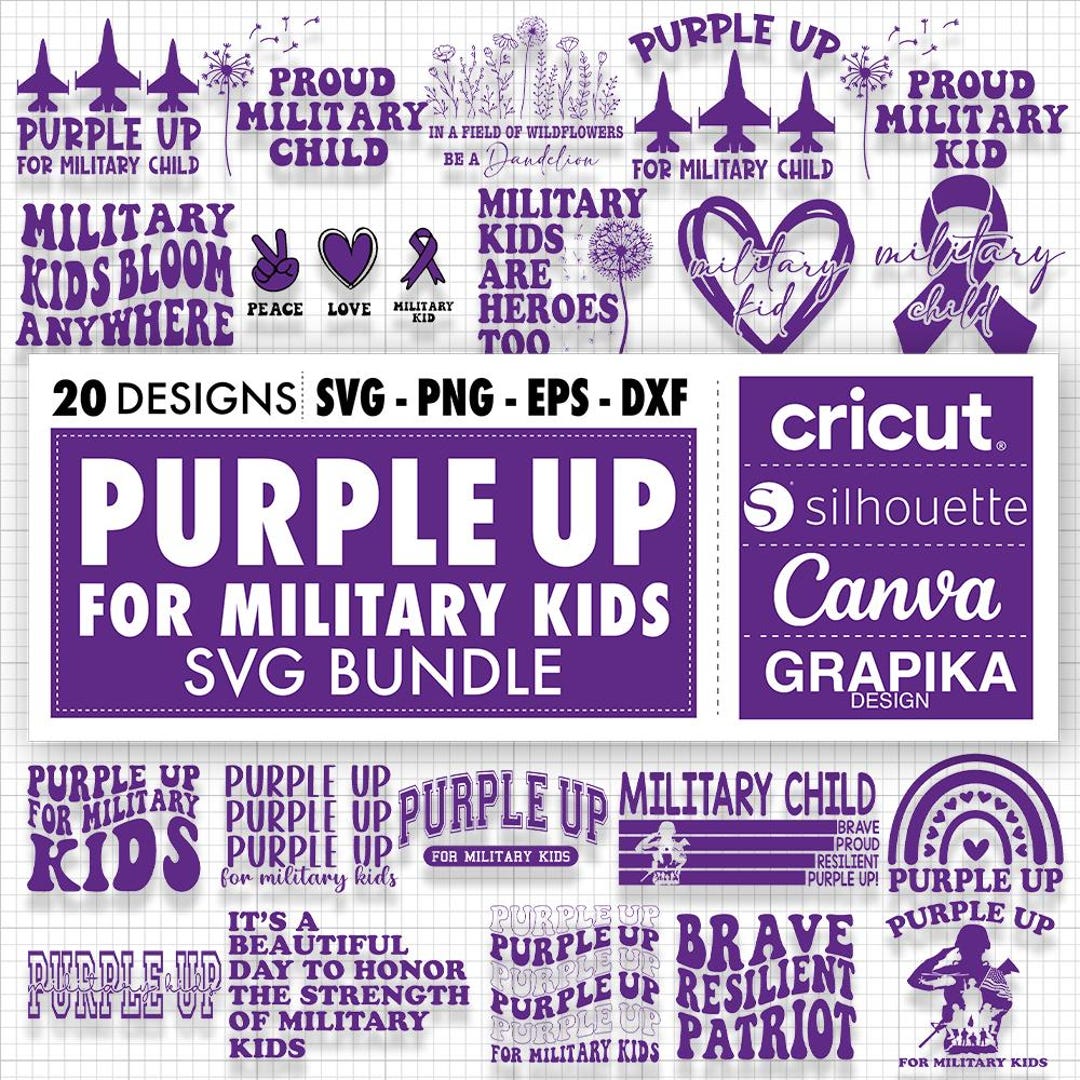 Purple up Day for Military Child Png Military Kids Svg for Military ...