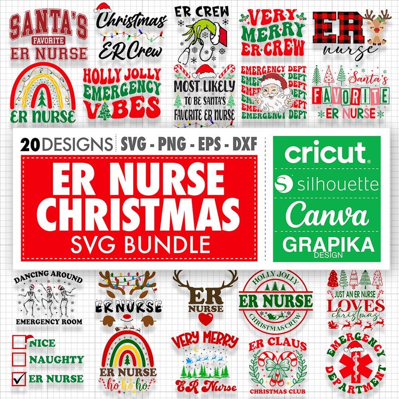 ER Nurse Christmas Svg for Merry Christmas Svg Emergency Nurse Svg for ...