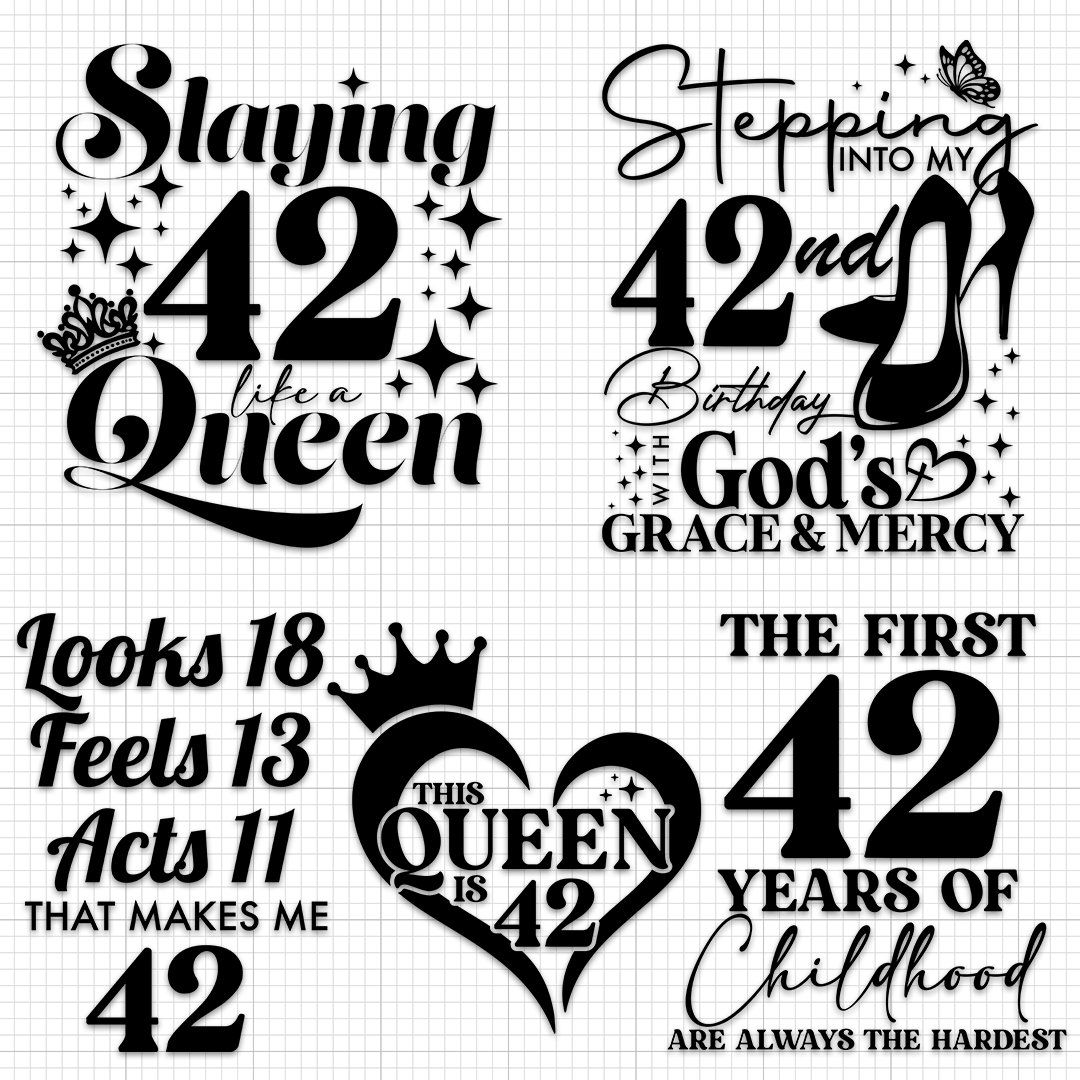 42nd Birthday Svg 42nd Birthday Png Happy Birthday Svg Cake Topper Svg ...