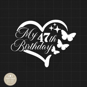 47th Birthday Svg 47th Birthday Png Happy Birthday Svg Cake Topper Svg ...
