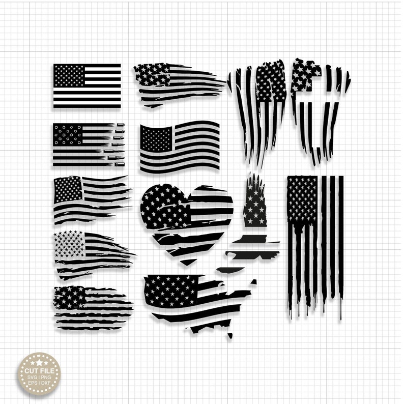American Flag Svg Bundle Distressed American Flag Svg Cricut - Etsy