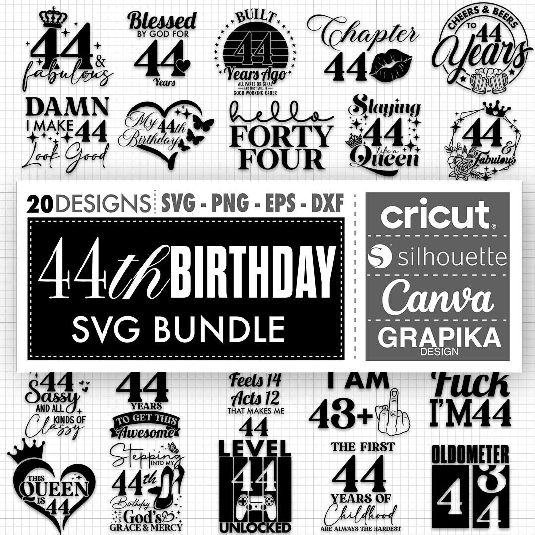 44th Birthday Svg 44th Birthday Png Happy Birthday Svg Cake Topper Svg ...