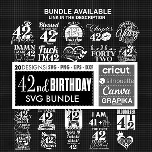 42nd Birthday Svg 42nd Birthday Png Happy Birthday Svg Cake Topper Svg ...