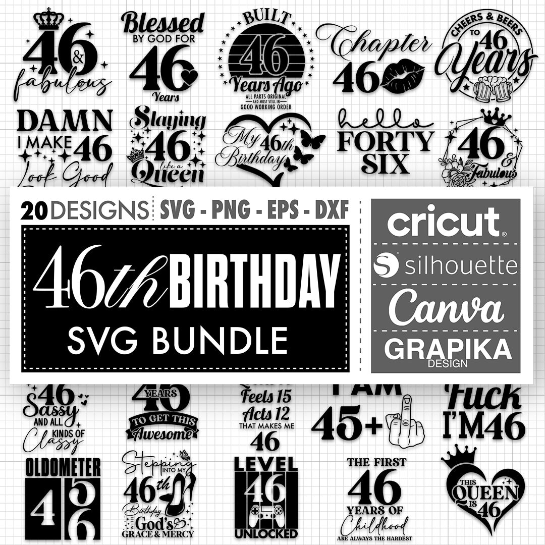 46th Birthday Svg 46th Birthday Png Happy Birthday Svg Cake Topper Svg ...