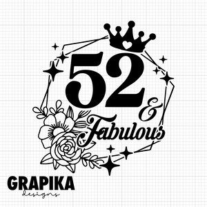 52nd Birthday Svg 52nd Birthday Png Happy Birthday Svg Cake Topper Svg ...