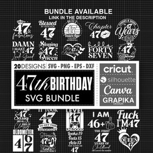 47th Birthday Svg 47th Birthday Png Happy Birthday Svg Cake Topper Svg ...