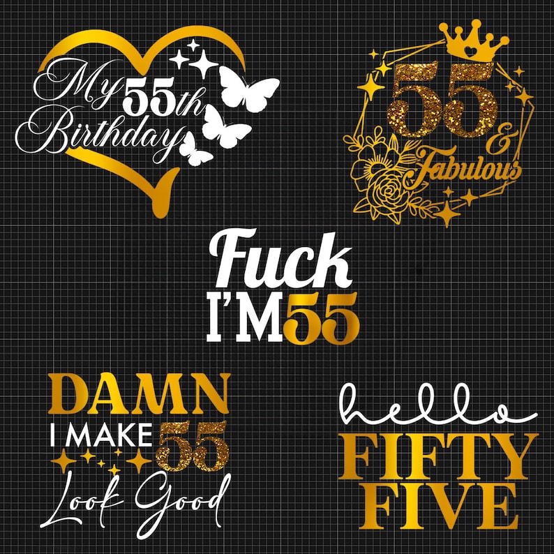 55th Birthday Svg 55th Birthday Png Happy Birthday Svg Cake Topper Svg ...