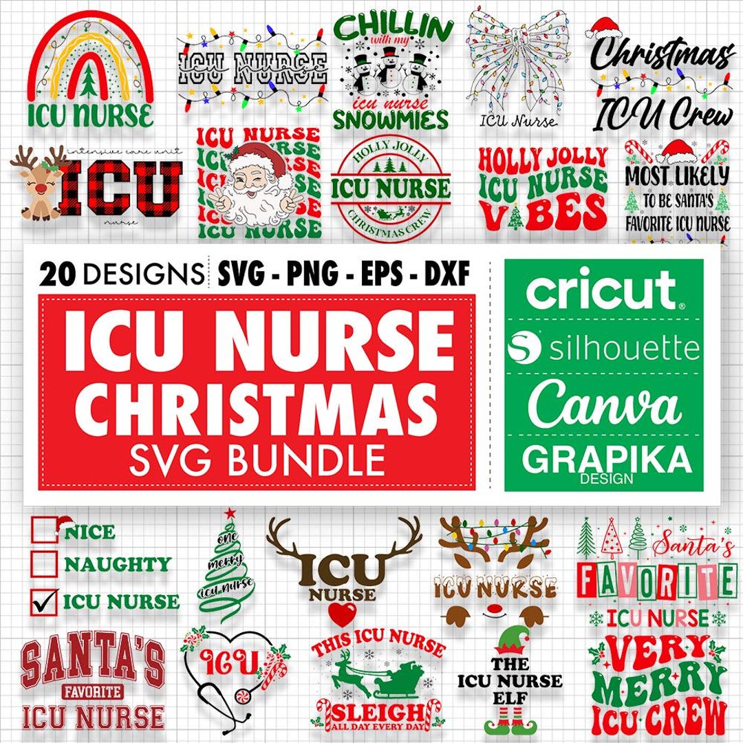 Icu Nurse Christmas Svg for Icu Nurse Gift Icu Nurse Shirt Svg for ...