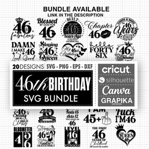 46th Birthday Svg 46th Birthday Png Happy Birthday Svg Cake Topper Svg ...