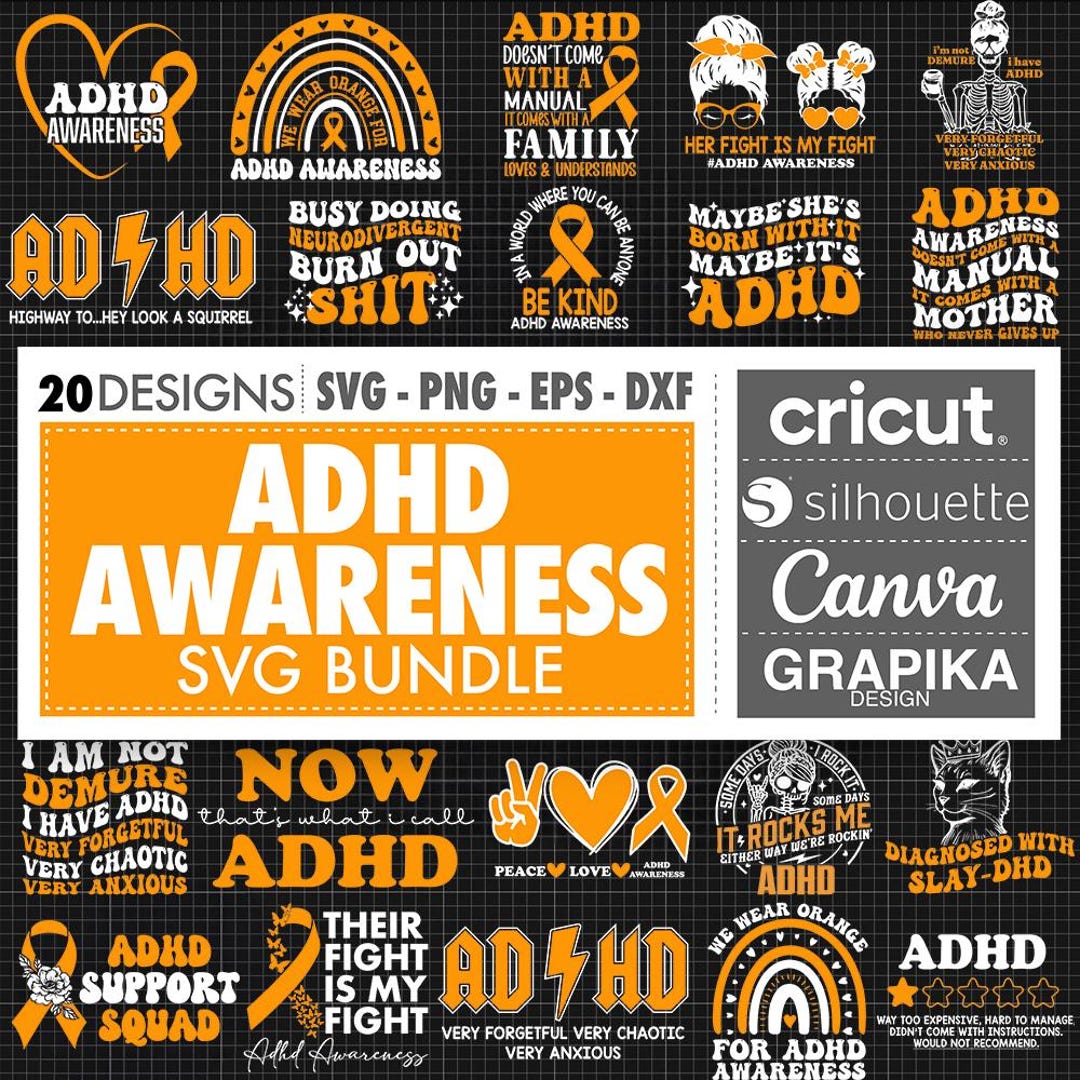 ADHD Awareness Svg for Adhd Awareness Month Svg Adhd Png for Mental ...