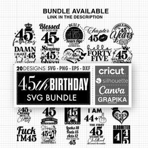 45th Birthday Svg 45th Birthday Png Happy Birthday Svg Cake Topper Svg ...