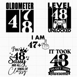 48th Birthday Svg 48th Birthday Png Happy Birthday Svg Cake Topper Svg ...