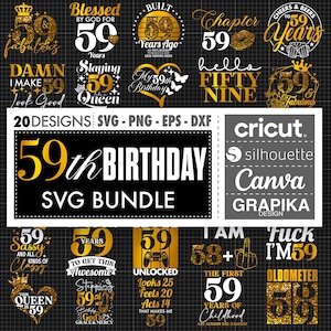 59th Birthday Svg 59th Birthday Png Happy Birthday Svg Cake Topper Svg ...