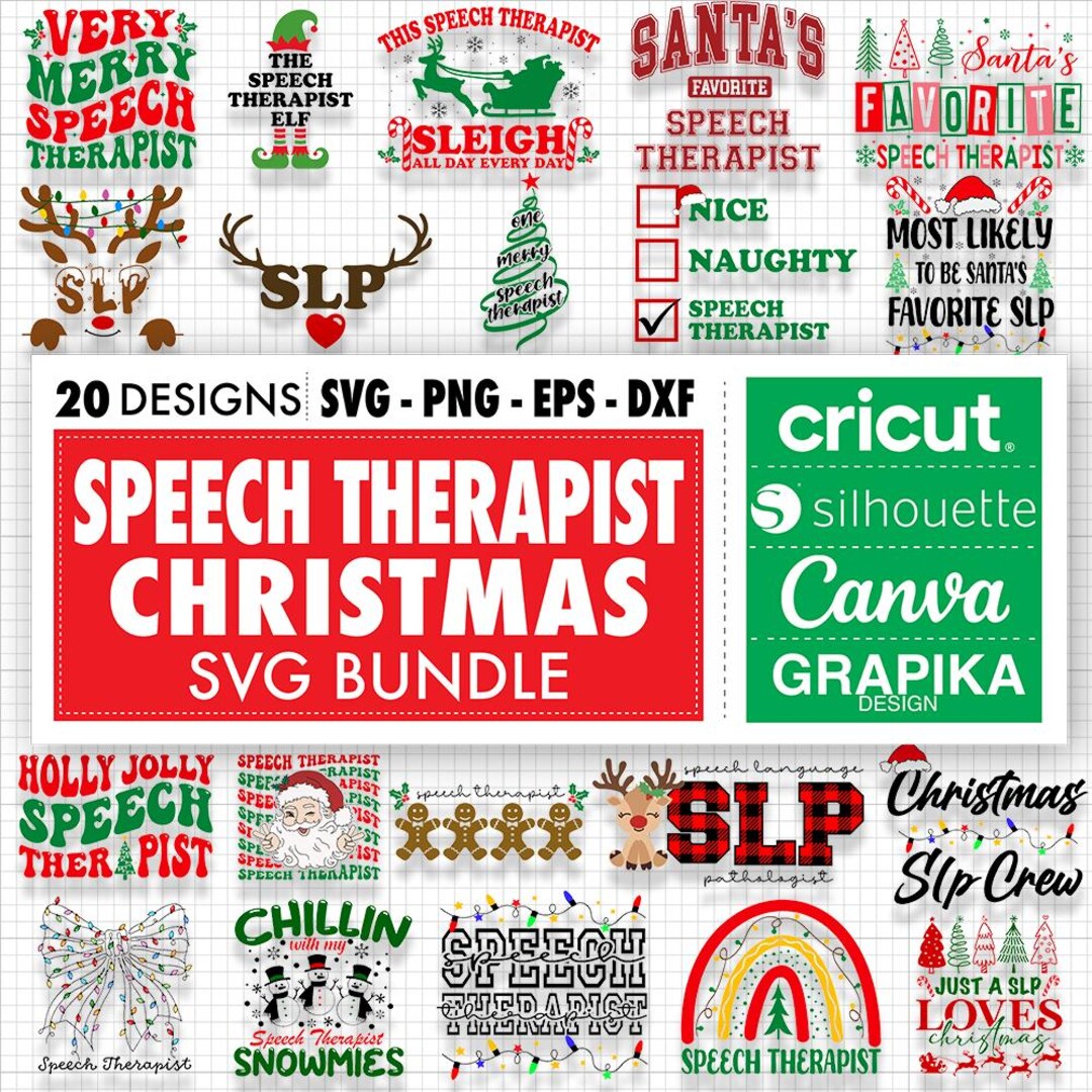 Speech Therapy Christmas Svg for Speech Language Therapist Christmas ...
