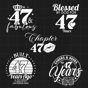47th Birthday Svg 47th Birthday Png Happy Birthday Svg Cake Topper Svg ...