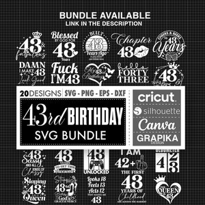 43rd Birthday Svg 43rd Birthday Png Happy Birthday Svg Cake Topper Svg ...