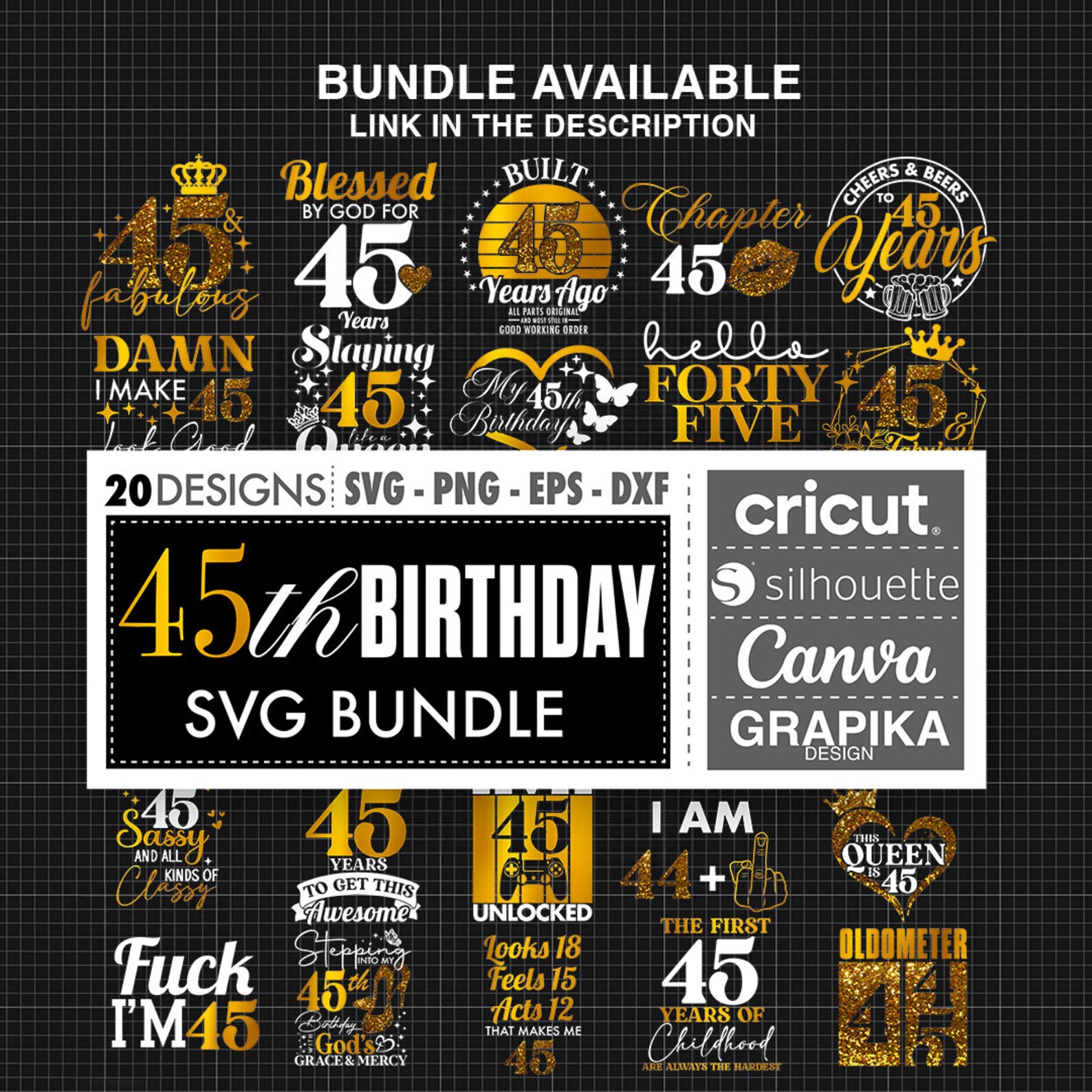 45th Birthday Svg 45th Birthday Png Happy Birthday Svg Cake Topper Svg ...