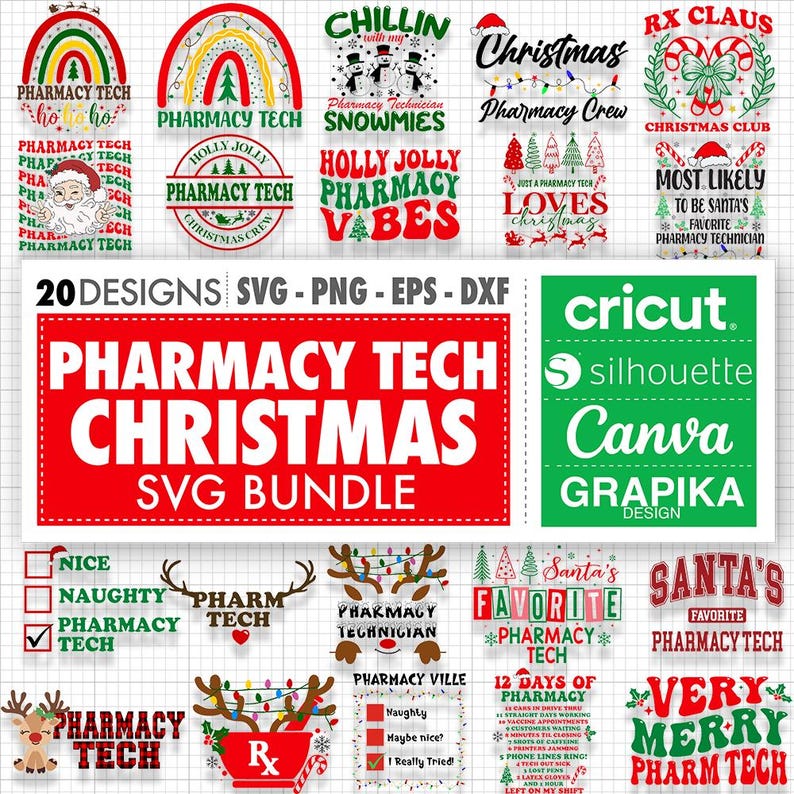 Pharmacy Christmas Svg for Pharmacy Technician Gift for Christmas ...