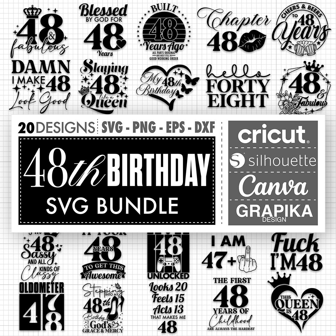 48th Birthday Svg 48th Birthday Png Happy Birthday Svg Cake Topper Svg ...