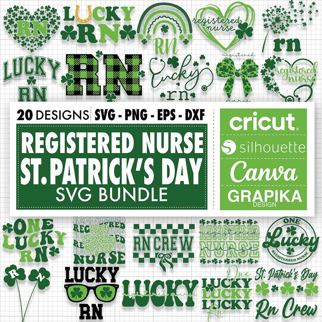 Rn St Patricks Day Svg for St Pattys Day Lucky Nurse Svg for Registered ...