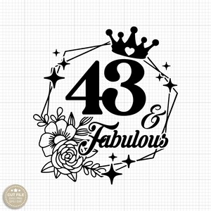 43rd Birthday Svg 43rd Birthday Png Happy Birthday Svg Cake Topper Svg ...