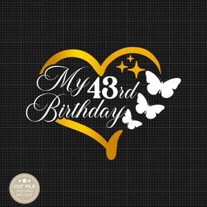 43rd Birthday Svg 43rd Birthday Png Happy Birthday Svg Cake Topper Svg ...