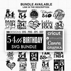 54th Birthday Svg 54th Birthday Png Happy Birthday Svg Cake Topper Svg ...