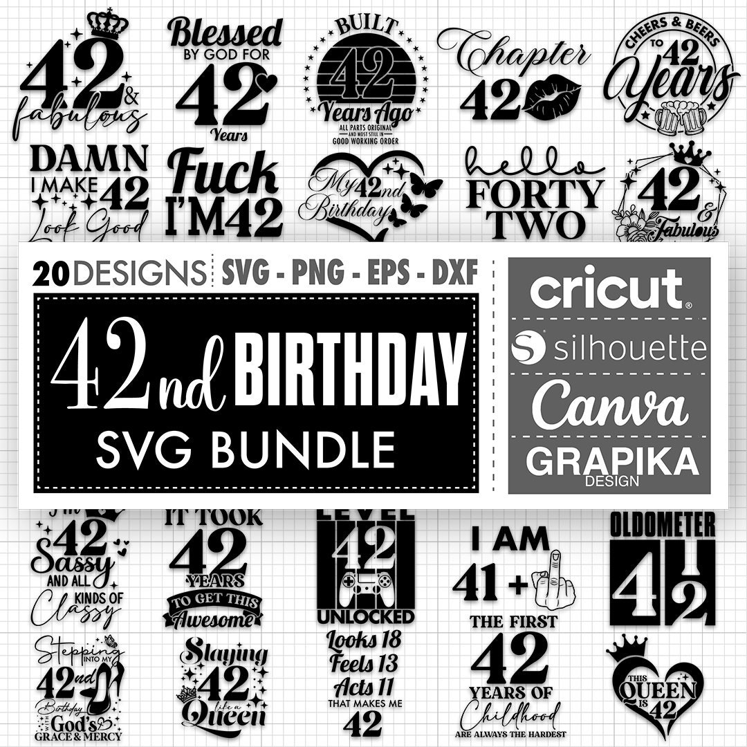42nd Birthday Svg 42nd Birthday Png Happy Birthday Svg Cake Topper Svg ...