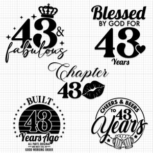 43rd Birthday Svg 43rd Birthday Png Happy Birthday Svg Cake Topper Svg ...