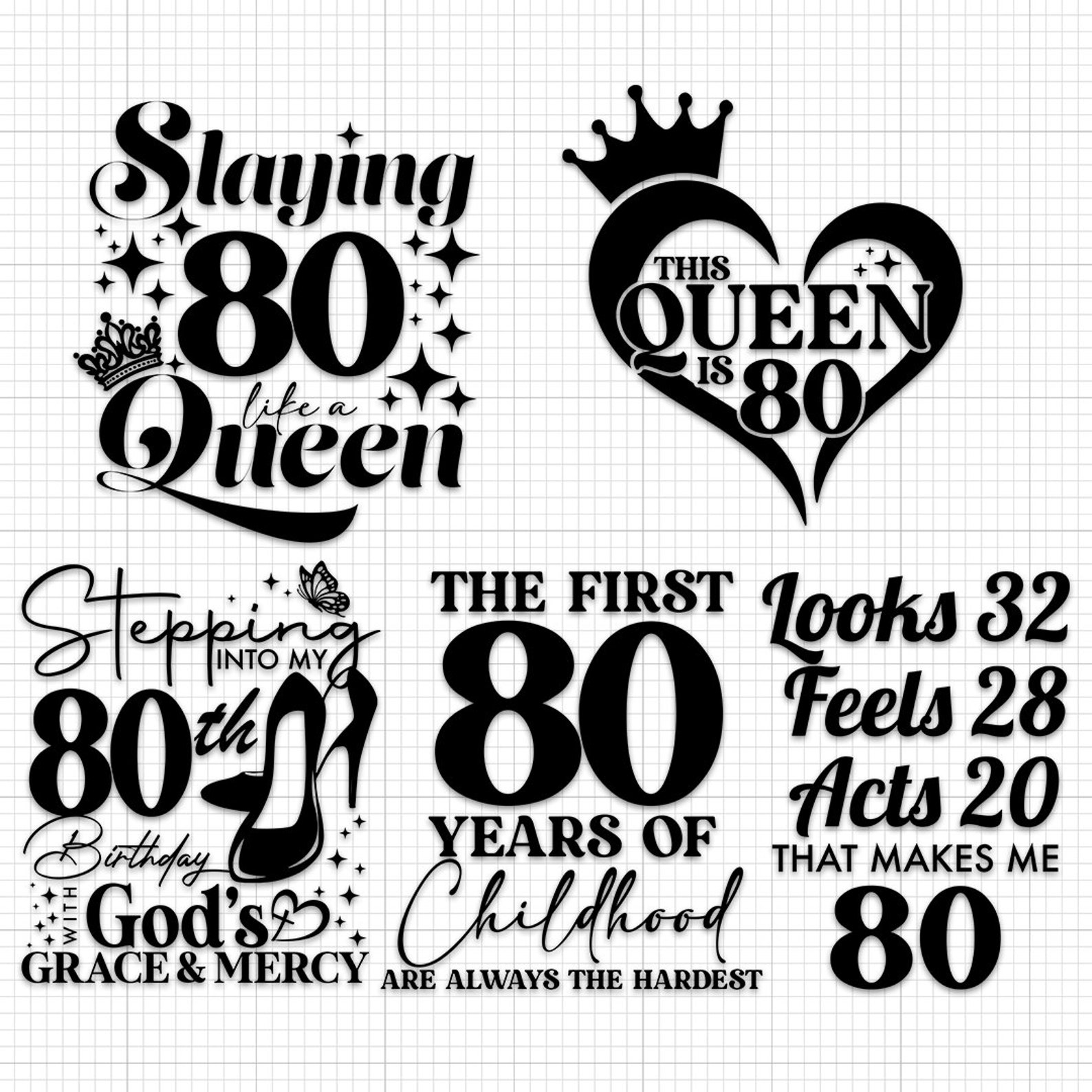 80th Birthday Svg 80th Birthday Gift Birthday Girl Svg 80th Birthday ...