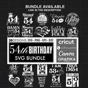 54th Birthday Svg 54th Birthday Png Happy Birthday Svg Cake Topper Svg ...