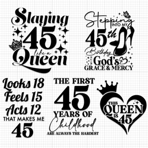 45th Birthday Svg 45th Birthday Png Happy Birthday Svg Cake Topper Svg ...